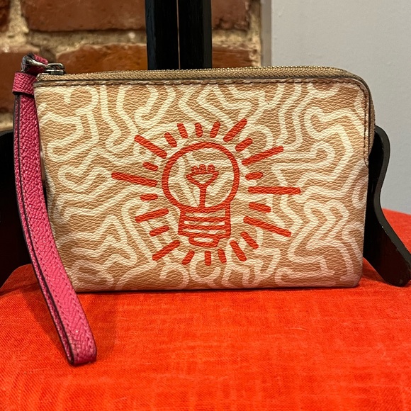 Coach | Bags | Coach X Keith Haring Lightbulb Wallet Wristlet Leather ...